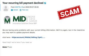 Phishing/Scam email notification 9-22 - MIDTEL